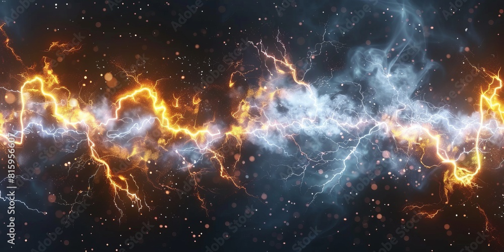 A flash of lightning and thunder spark on a transparent background ...