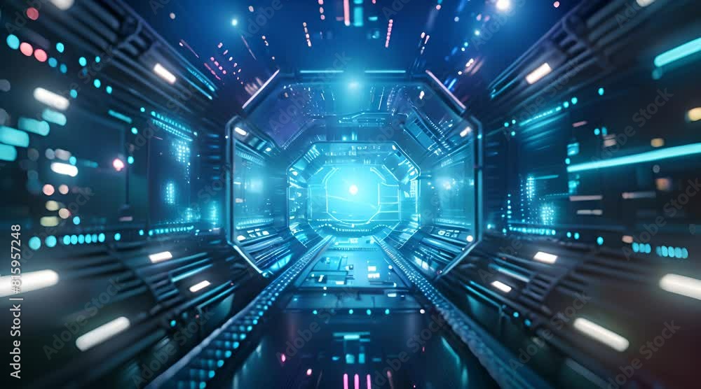 Cyber background with futuristic digital frame technology and HUD Stock ...