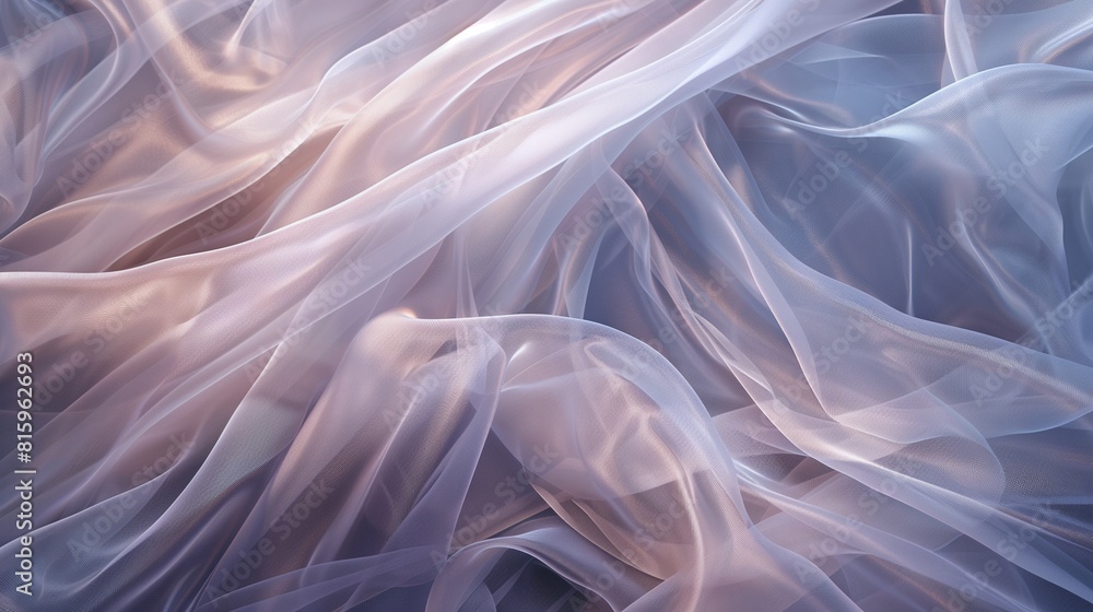 Layers of translucent fabric billow and flow in an unseen breeze ...