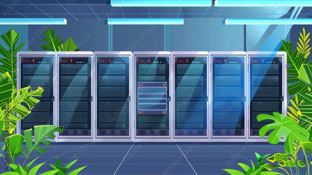 energy efficient high speed servers in a green data center, surrounded ...
