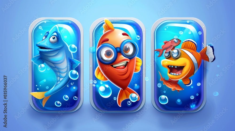 The underwater game interface with a fish slot icon has a progress bar ...