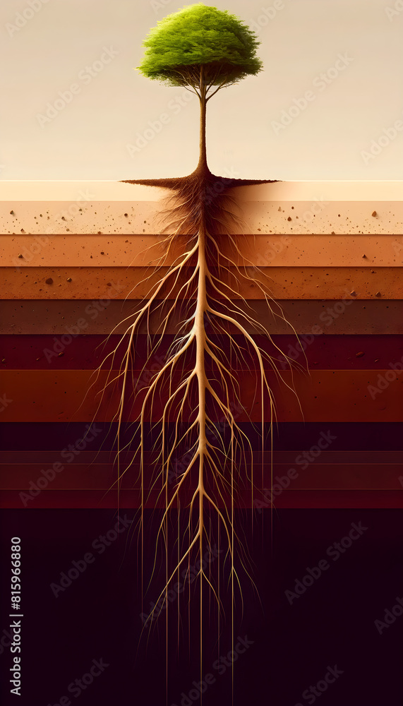 Concept of Stability and Growth: Detailed Illustration of Tree with ...