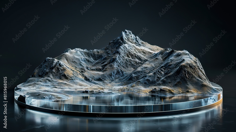 Technical visual illustration, mountain 3D LiDAR GIS aerial map ...