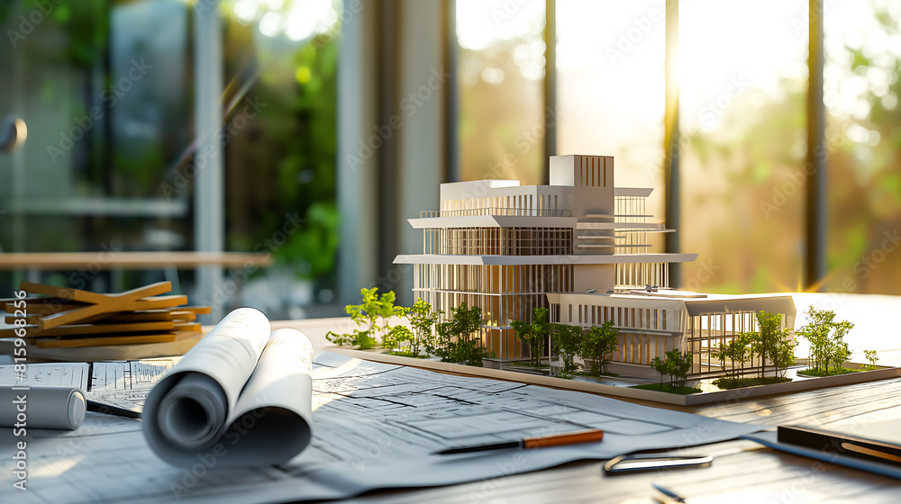 Mini modern house on blueprint architect, Architect designing on ...