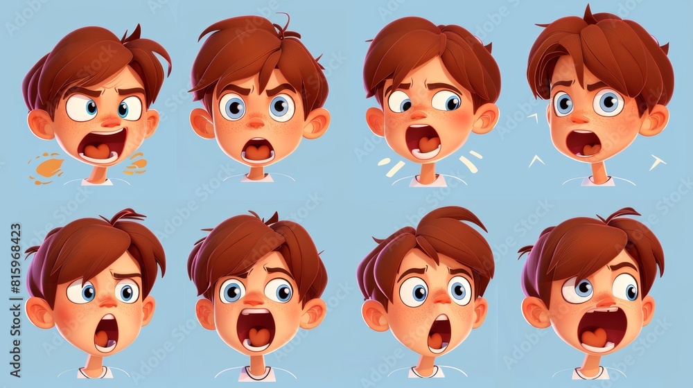 An animation of a kid boy's mouth making faces with different emotions ...
