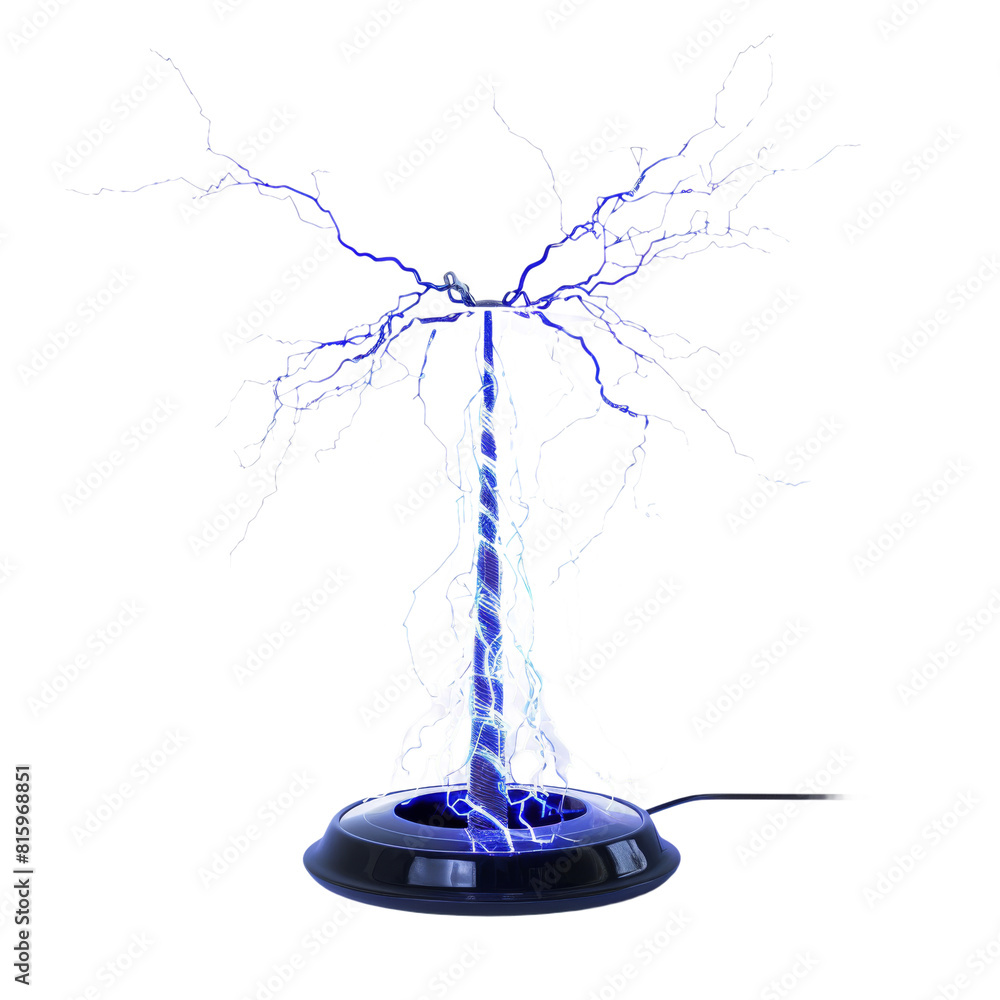 Blue lightning, tesla coil, isolated one Transparent background, PNG ...