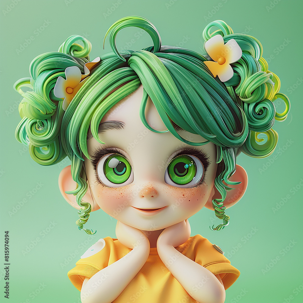 Foto De 3d Rendered Photos Of Cute Happy Anime Girl With Wavy Hair Hazel Eyes Anime Fashion