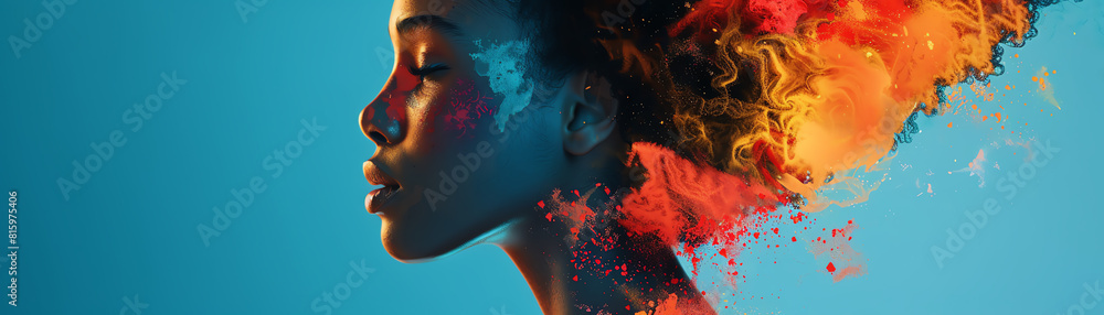 Choose a daring color palette to depict a side view of a fashion ...