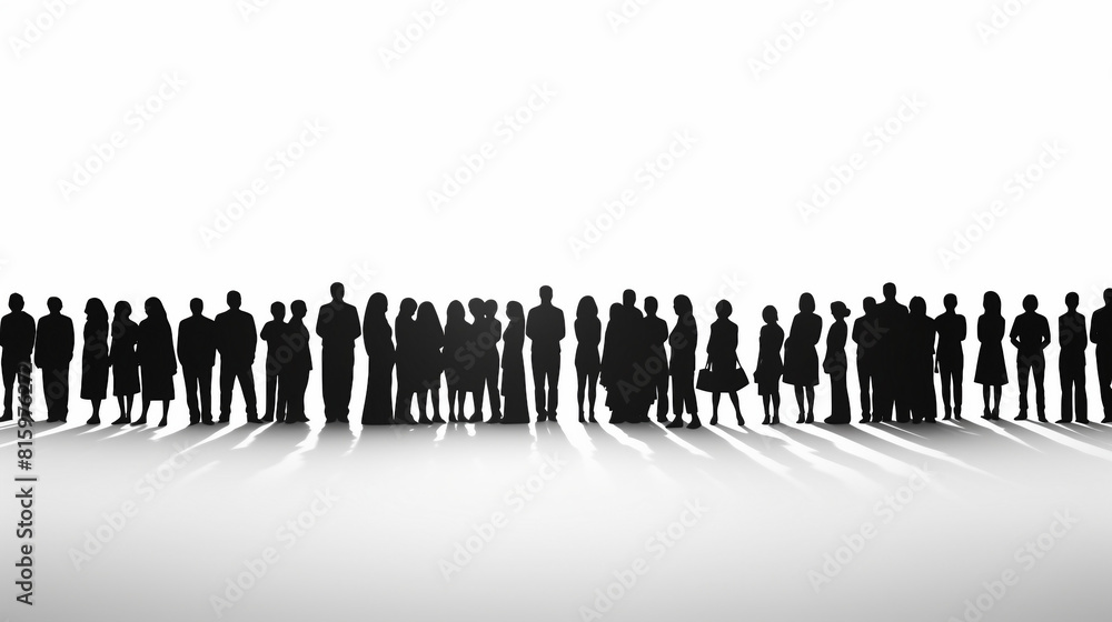 Silhouette crowd of people on a white background isolated vector ...