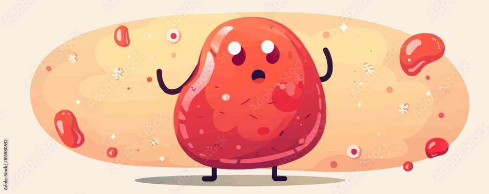 Cartoon sick gallbladder body organ character. vector simple ...