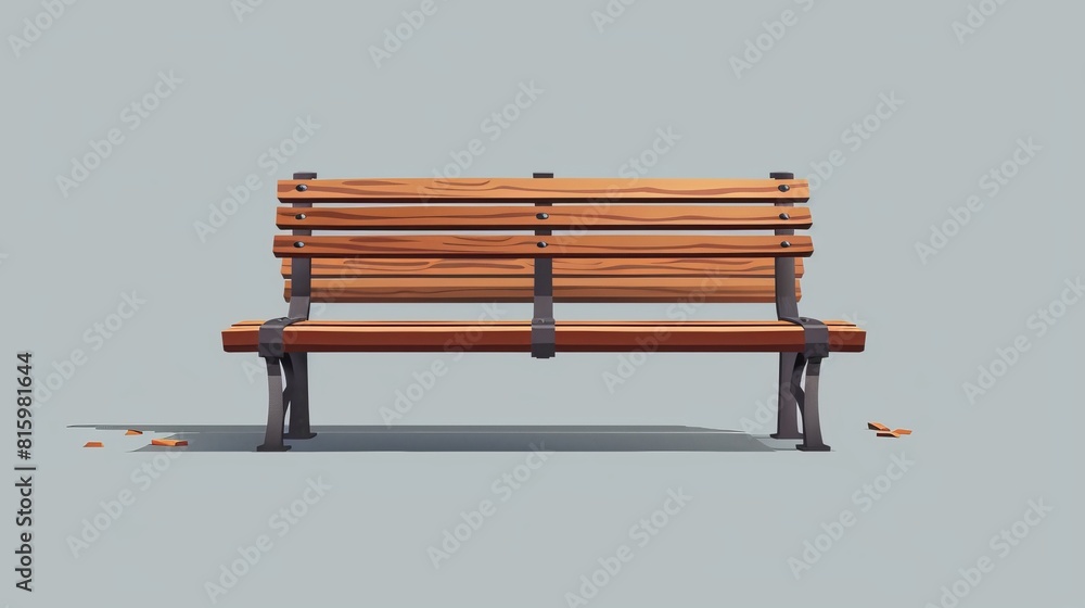 Realistic modern illustration of a wood park bench with light brown ...