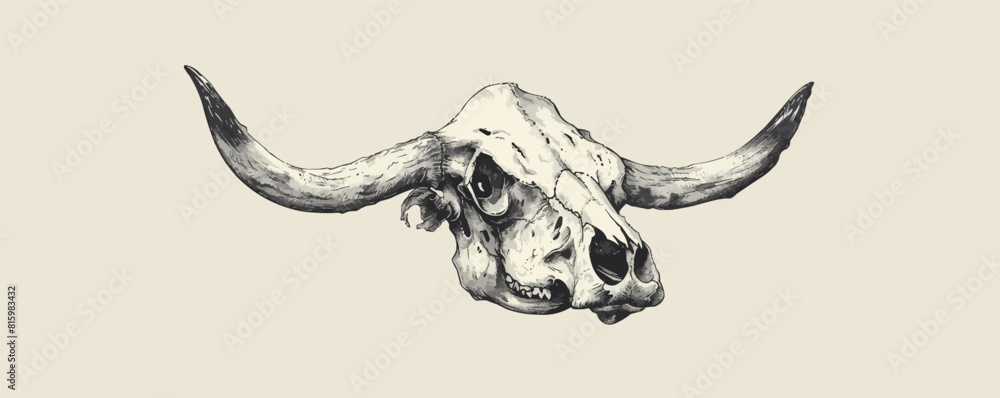 Cow skull sketch hand drawn in doodle style Vector illustration Stock ...
