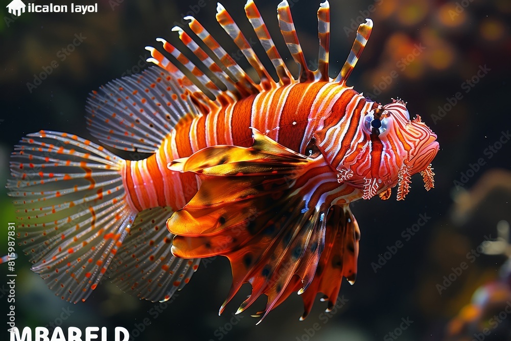 Exotic Lionfish with striking patterns and venomous spines ...