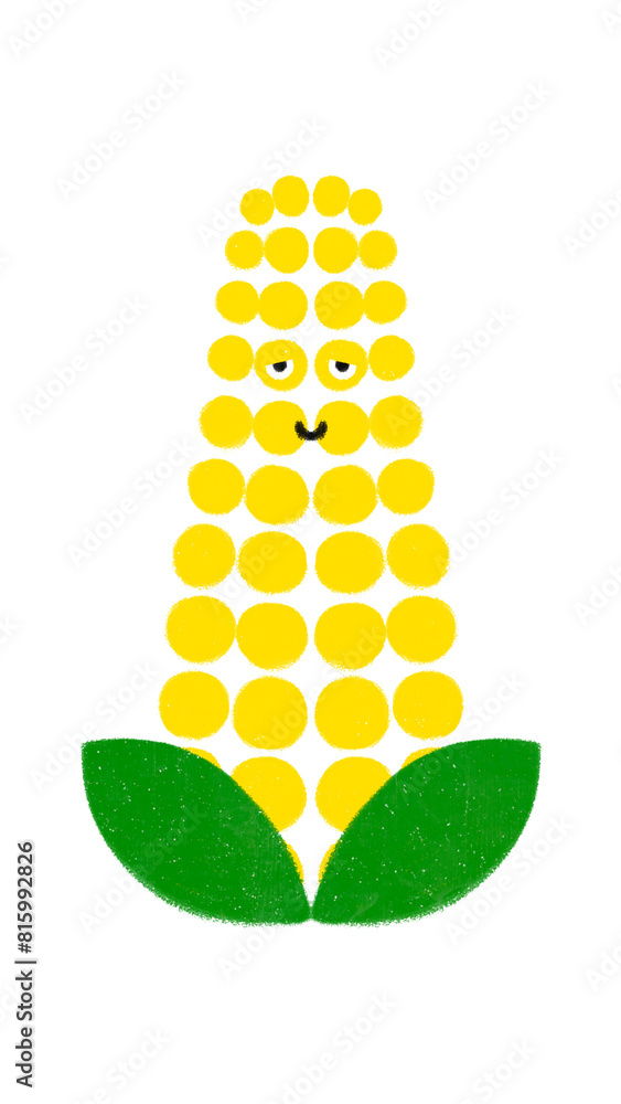 cute kiddy sweetcorn vegetable character with funny faces hand drawn ...