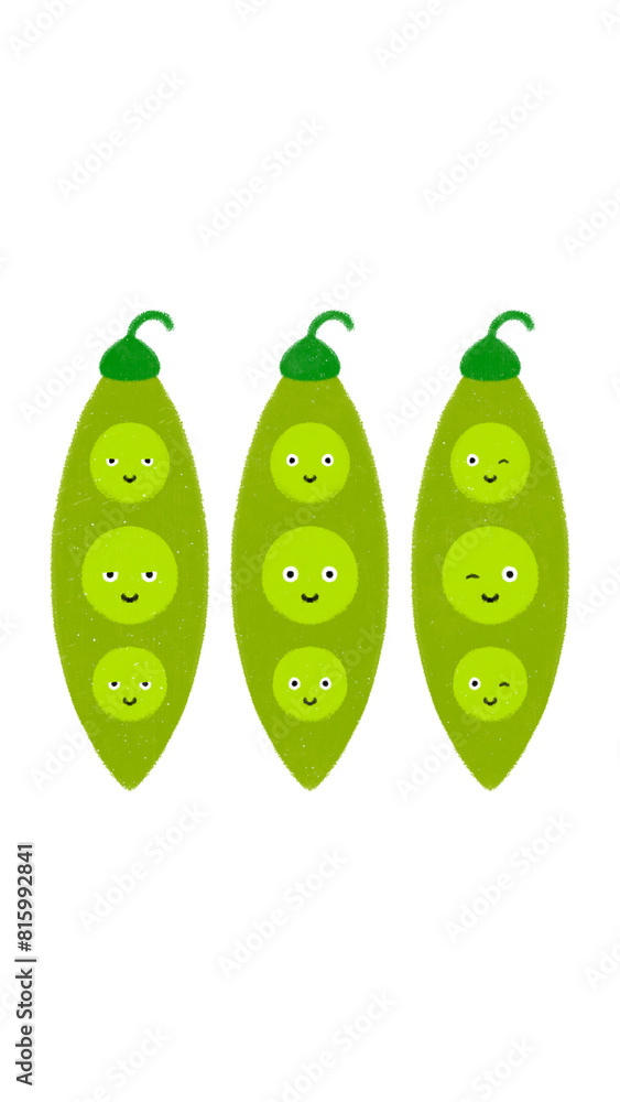 cute kiddy edamame family vegetable characters with funny faces hand ...