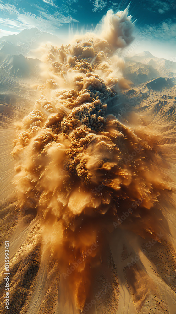 Craft a surreal composition of swirling dust devils transforming into ...