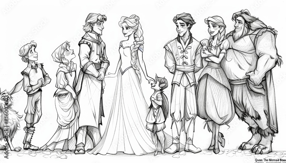 Simple line drawing of fairy tale characters for coloring: Images of ...