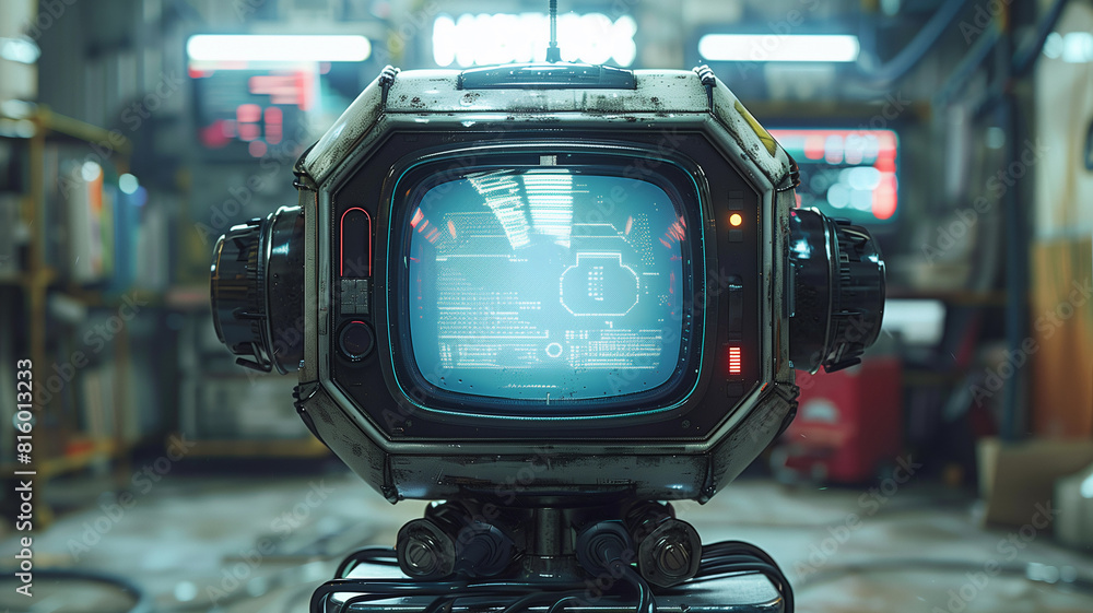 Sci-Fi Retro Futuristic Monitor. Usable for poster or information ...