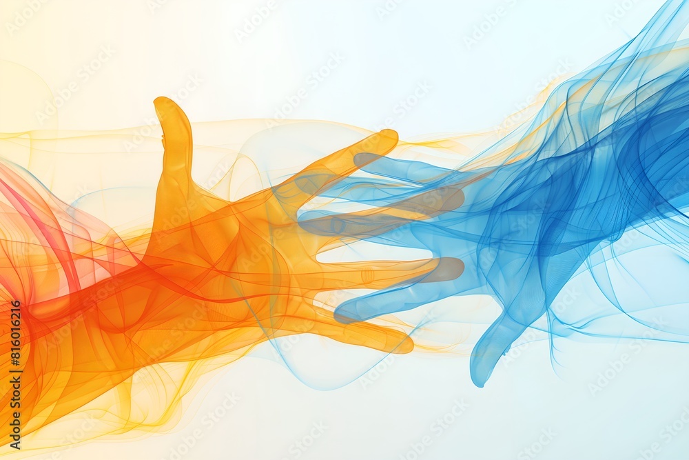 Concept of two hands reaching out to each other try to hold hands with ...