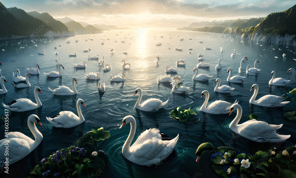 Realistic nature landscape illustration by oil painting on canvas ...