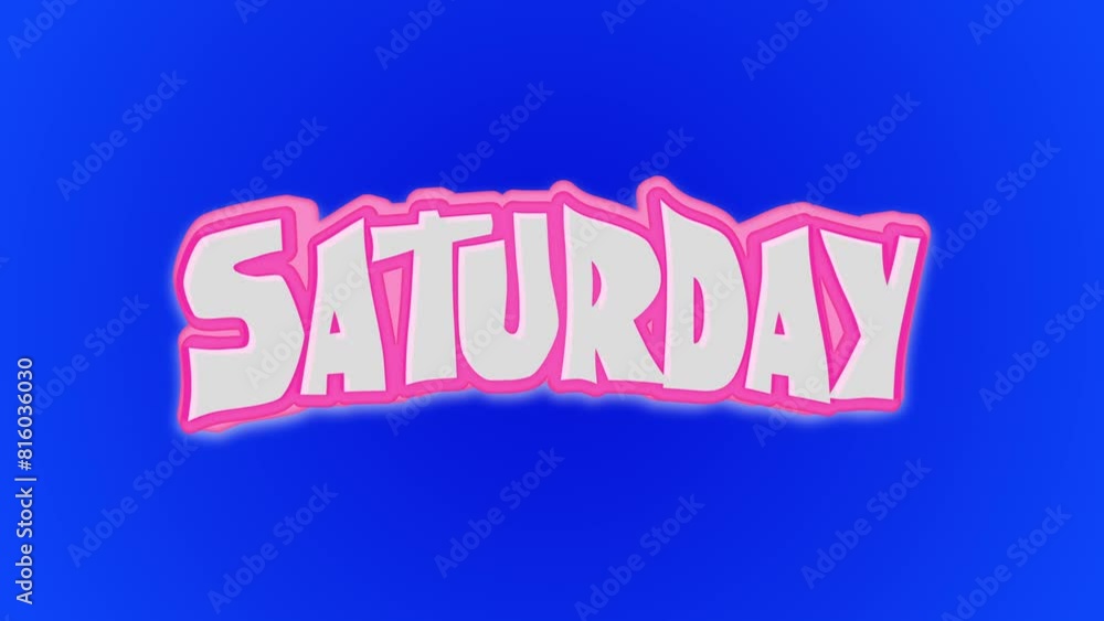 Cartoon Saturday kinetic text lettering title pink color animation, in ...
