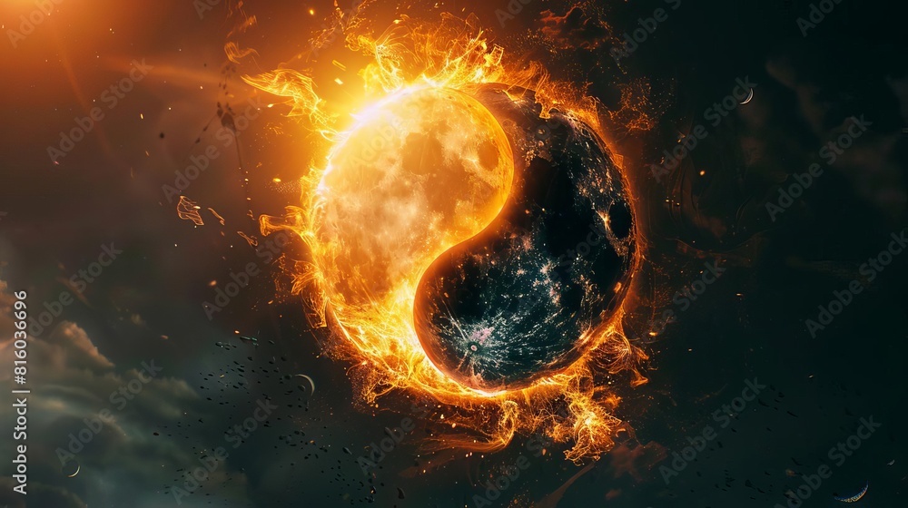 yin yang sun and moon contrasting elements good vs evil light and dark ...
