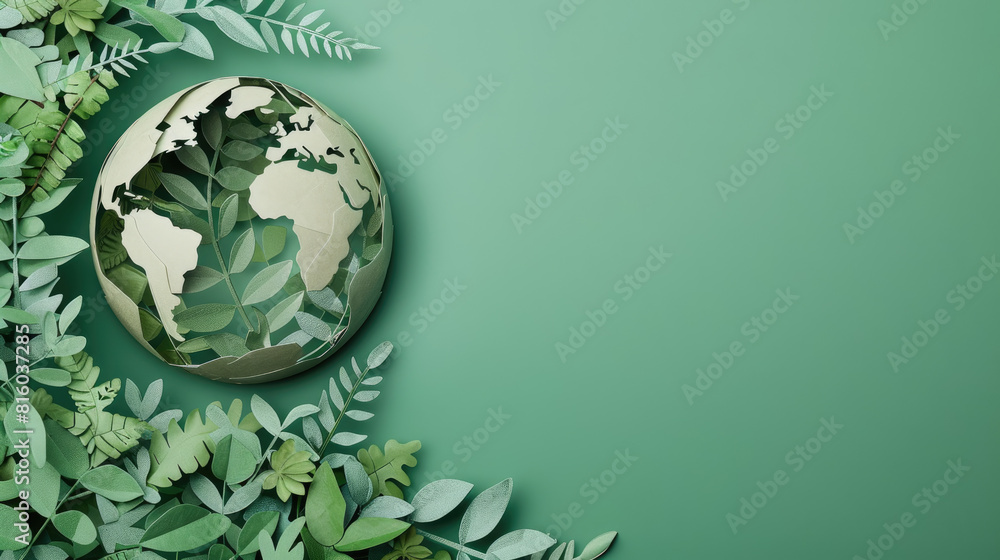 Delicate Paper Earth Globe Surrounded by Lush Green Foliage ...