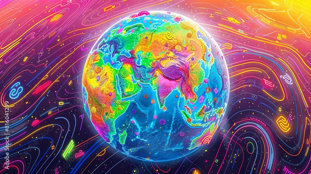 Global network and cyber technology with a digital globe centered on ...