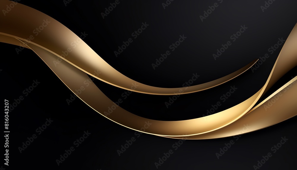 A sleek render of abstract gold swirls against a matte black background ...