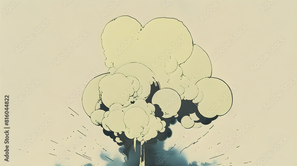 Bomb explosion, clouds of smoke in monochrome comic style. Abstract ...