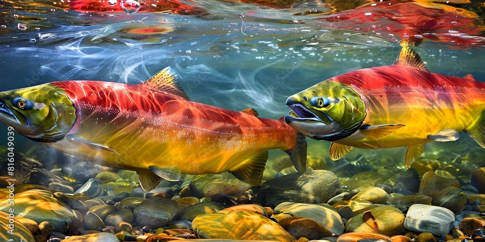 Chinook Salmon in a Dynamic River Scene. Concept Wild Salmon, River ...