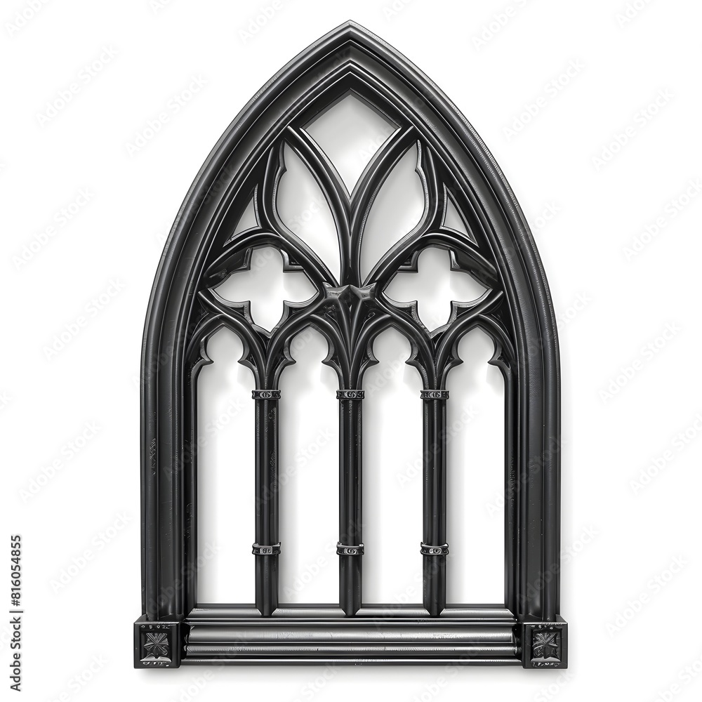 Gothic Style Frame with Pointed Arches and Deep Black Finish Isolated ...
