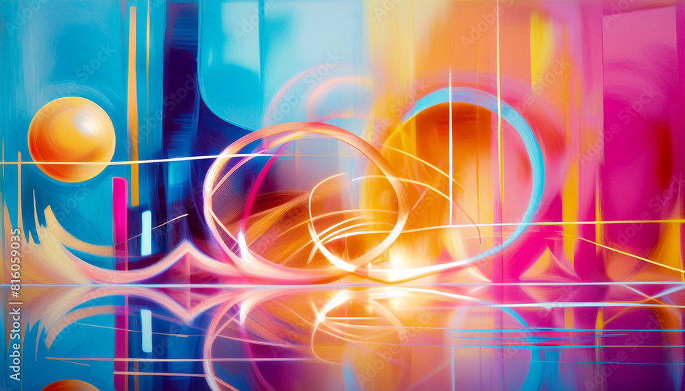 Abstract colorful background, circles, lines, for technology AI ...