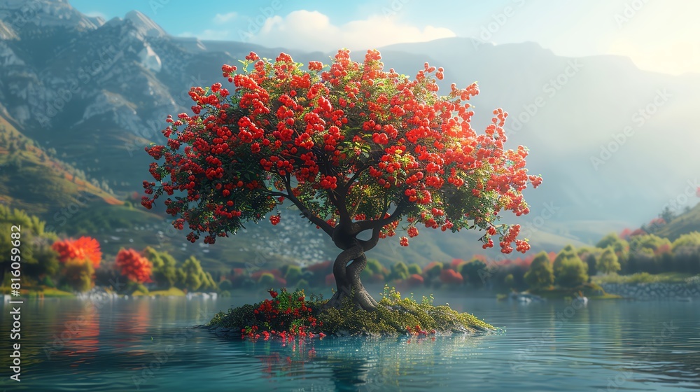 Apple tree flat design front view nature theme water color Tetradic ...