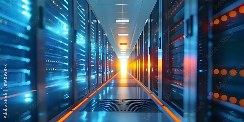 Animation of a modern data center driving the digital age through cloud ...