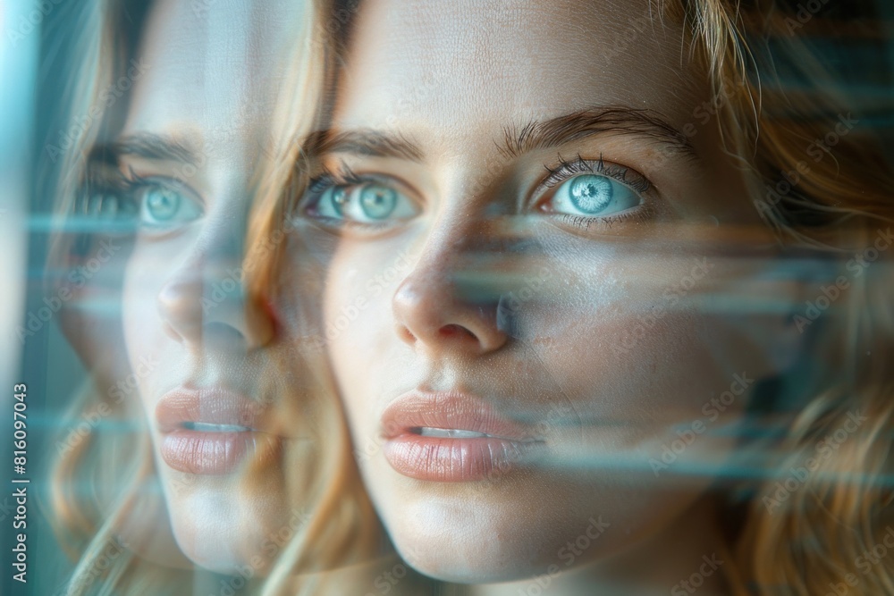 Powerful image depicting a young woman's contemplative gaze in a ...