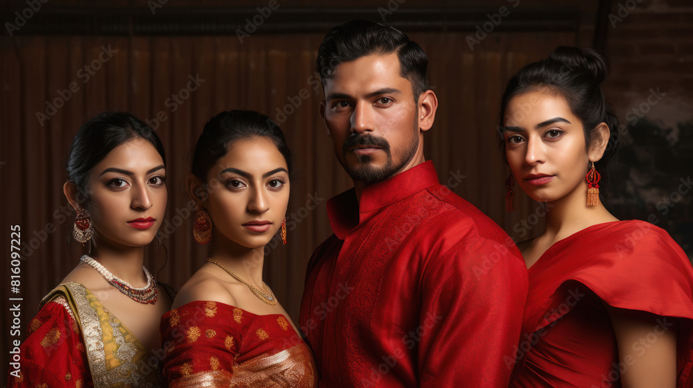 indian man and women group in traditional wear standing together Stock ...
