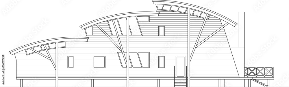 Vector illustration sketch of architectural technical drawing design ...