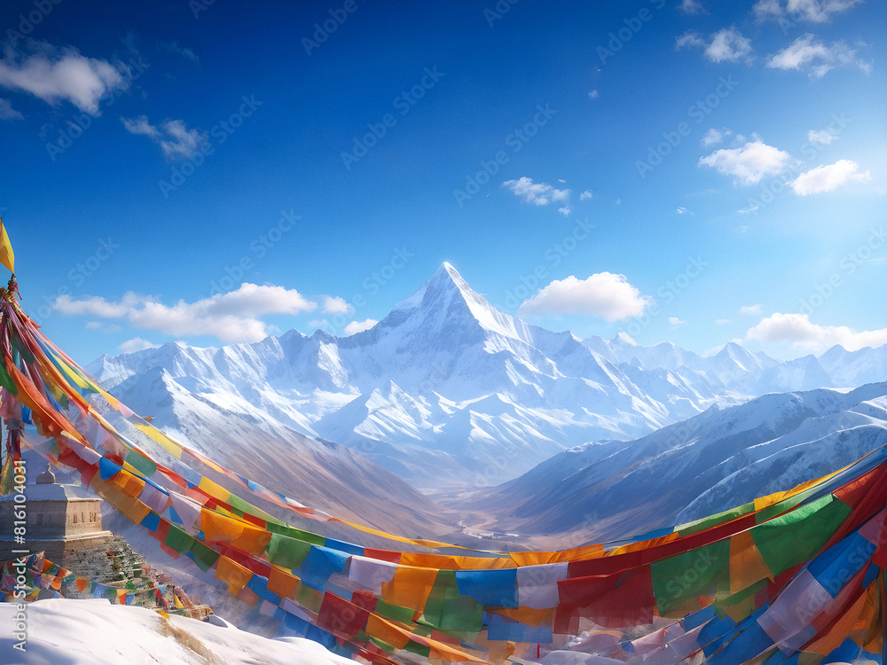 Vesak in the Himalayas: Buddhist Colorful Prayer Flags Flutter in ...