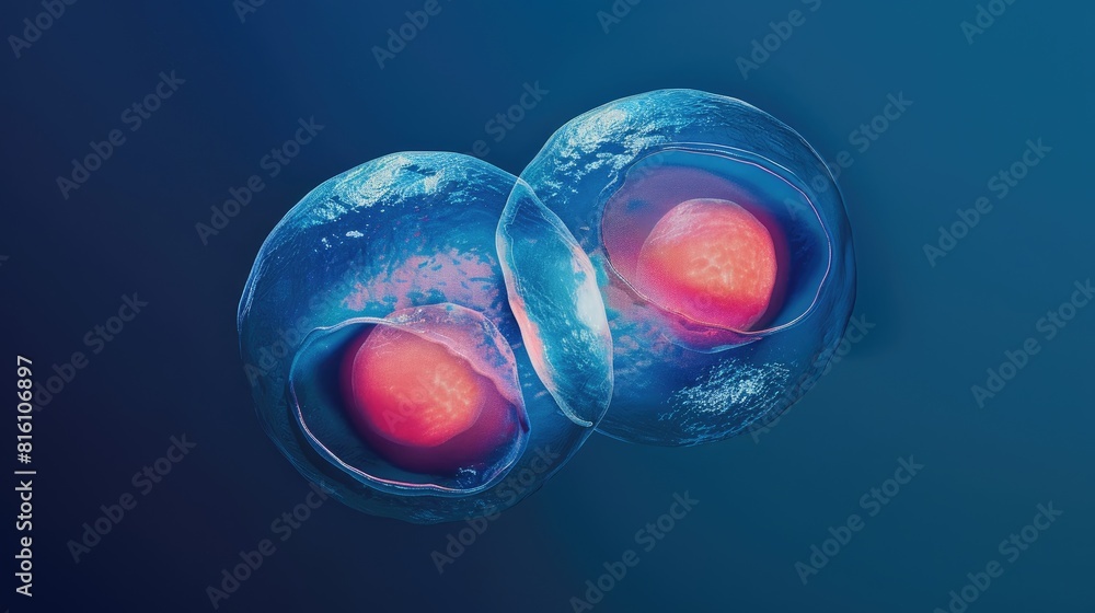 Cell division A single cell divides into two cells Stock-Illustration ...