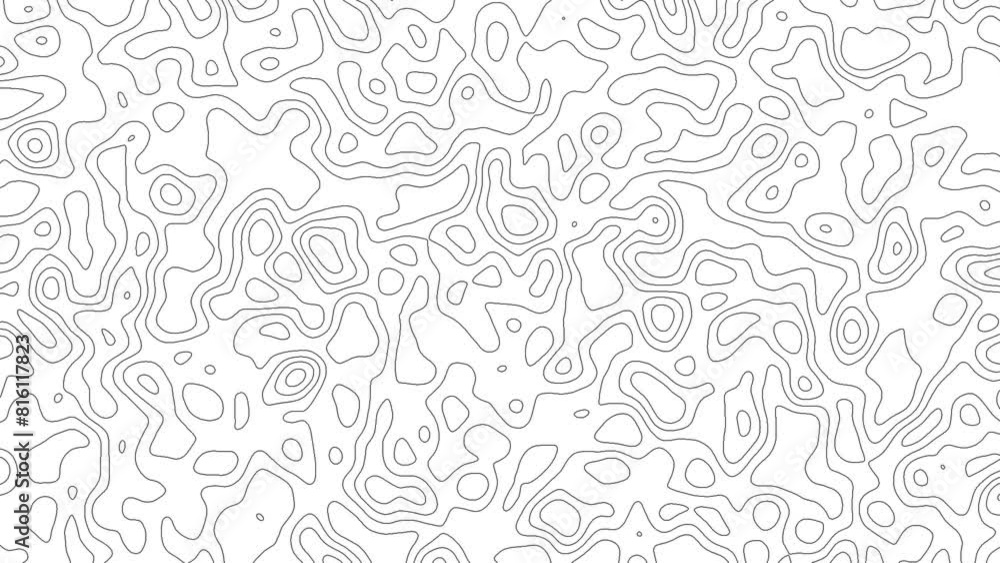 Gray outline topographic contour map abstract tech motion graphic ...