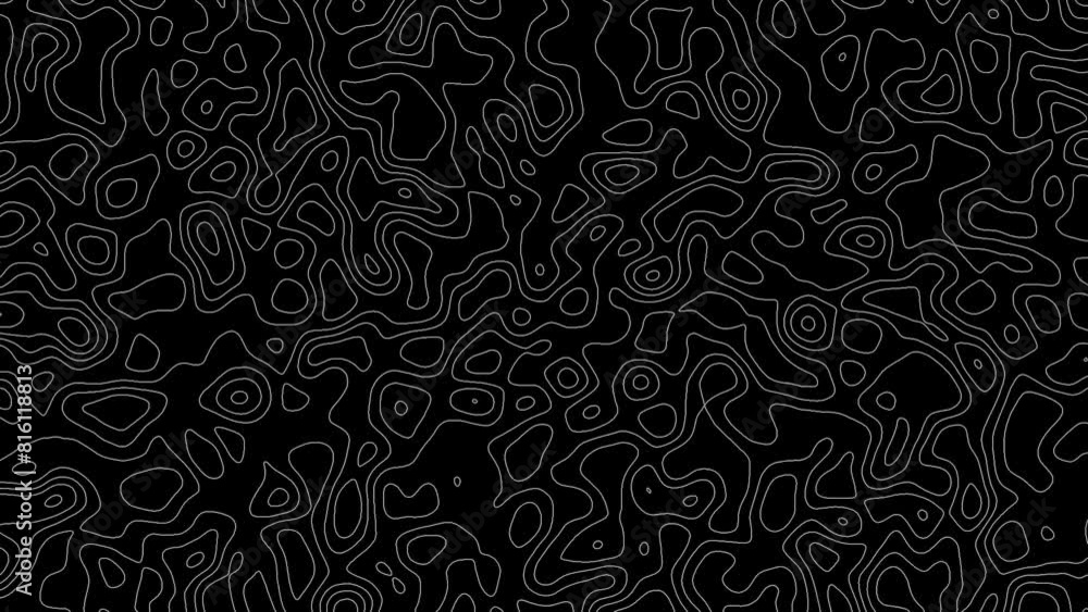 Gray outline topographic contour map abstract tech motion graphic ...