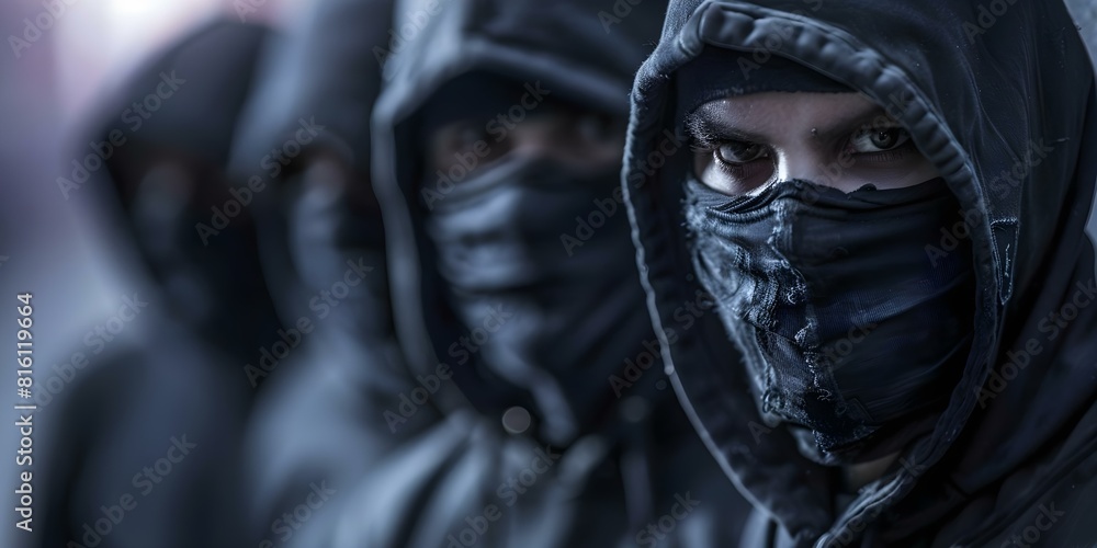 Black Hoodied and Masked Criminal Gang Engaging in Violent Activities ...