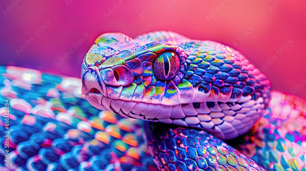 Abstract Animal Viper Snake Portrait with Colorful Pain Stock ...