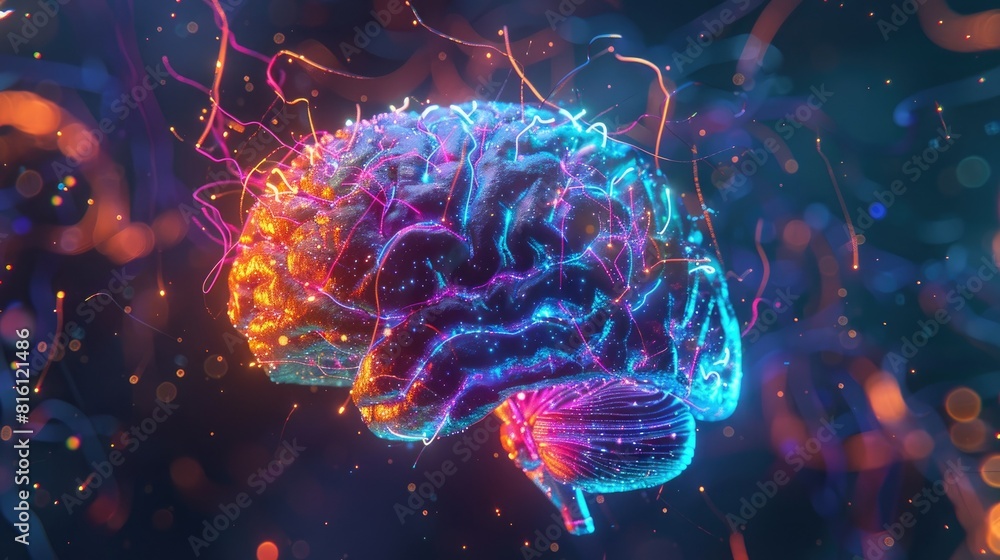 human brain showing neurons firing and neural extensions Stock ...