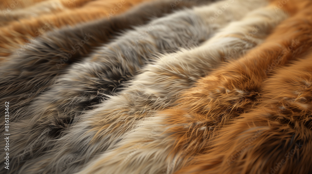 Closeup of the texture and coloration of different types of fur, such ...