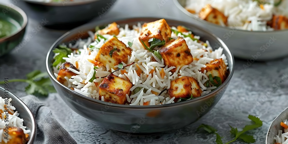 An enticing photo of paneer biryani featuring marinated cottage cheese ...