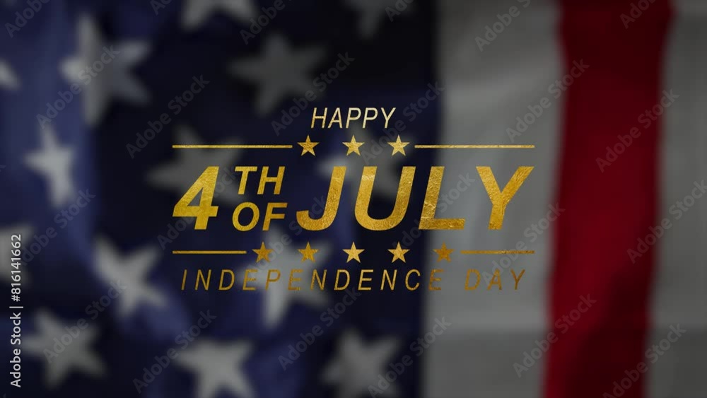 Independence Day Usa 4th of July Text Animation with American Flag and ...