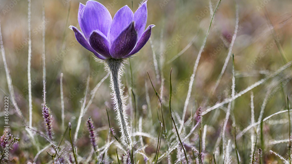 Pulsatilla Pasque Flower spring flower Pulsatilla vulgaris with drops ...