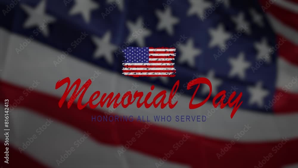 Happy memorial day Animation . Memorial day with American flag waving ...